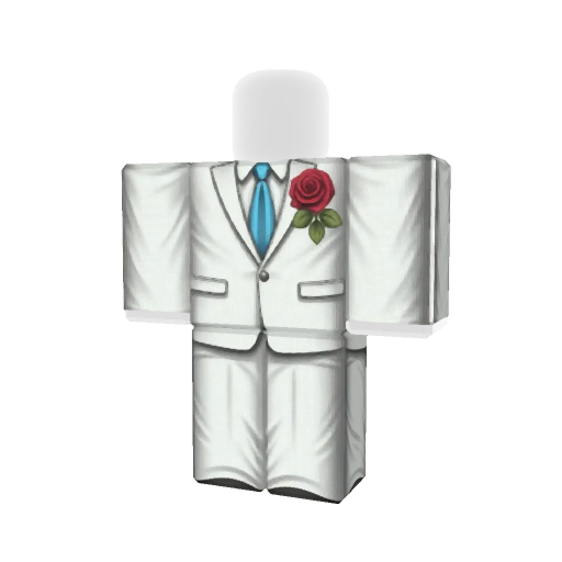 White tux with blue tie and rose in front pocket - Skin for Roblox by ...