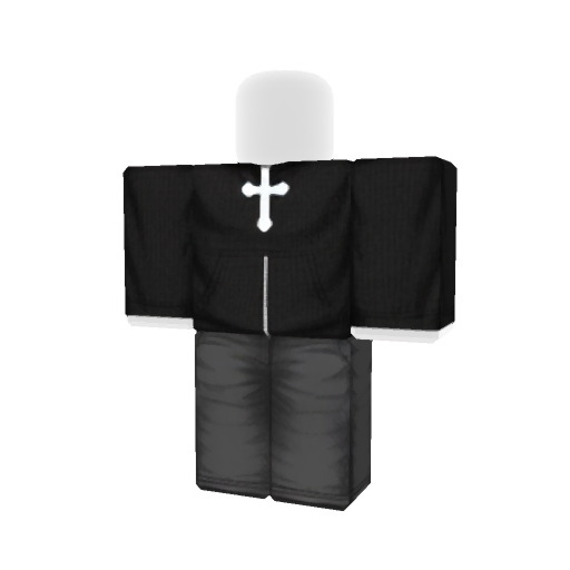 black hoodie with a great texture and cross on the - Skin for Roblox by ...