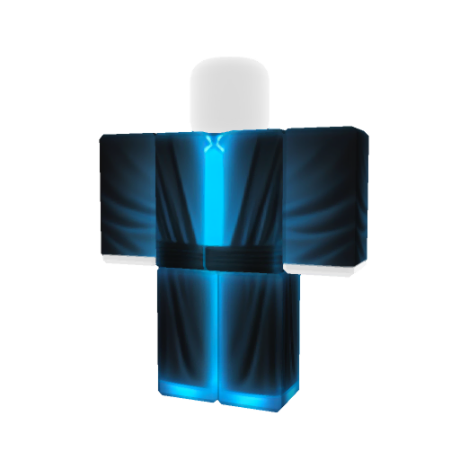 hooded cloak, wielding two glowing blue swords cro | Customuse